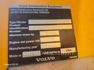 2017 Volvo L110H Wheel Loader For Sale, 9,521 Hours | Sparks, NV ...