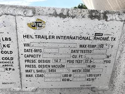 2005 Heil 1000 CU FT Air Ride Dry Bulk / Pneumatic Tank Trailer For ...