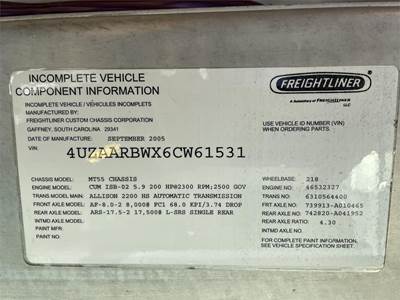 2006 Freightliner MT55 Single Axle Step Van - Cummins, 200HP, 5 Speed ...