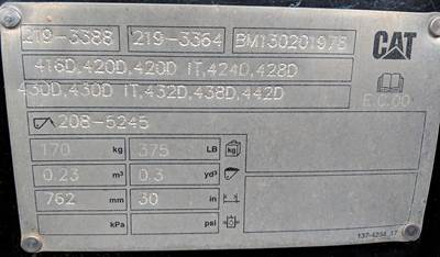 Caterpillar Bucket for a CAT 415F2,416C,416D,416E,416F,416F2,420D,420E ...