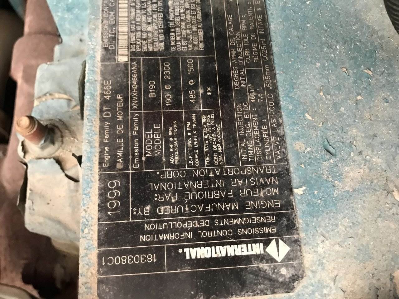 1999 International DT466E Engine for a International 4700 For Sale ...