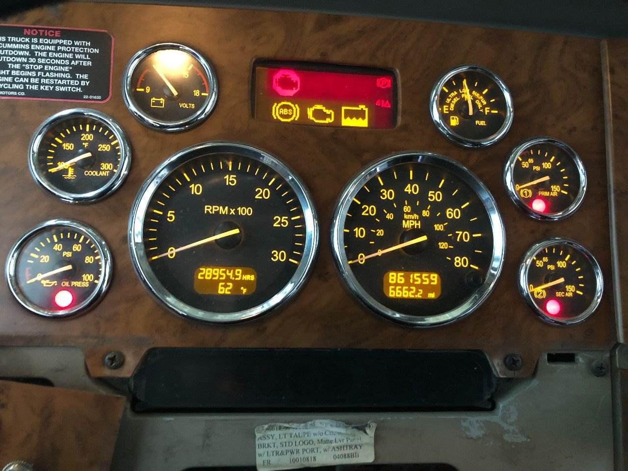 2009 Peterbilt 386 Instrument Panel Cluster For Sale | Winimac, IN ...