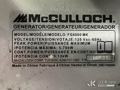 2006 McCulloch FG6000MK Portable Generator For Sale | South Beloit, IL ...