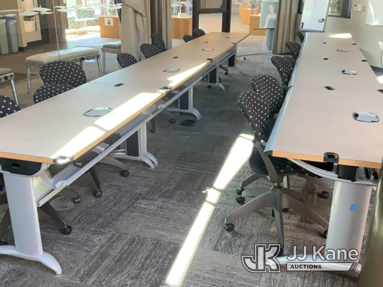Lot of 8 tables and 15 chairs (Used. This lot is being sold in absentia ...