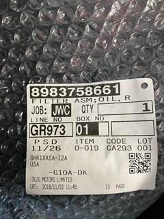 Isuzu Oil Filter Assembly For Sale | Hialeah, FL | 8983758661 ...