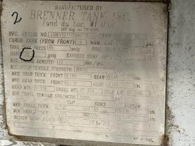 1996 Brenner DOT407 Chemical / Acid Tank Trailer For Sale | Gary, IN ...