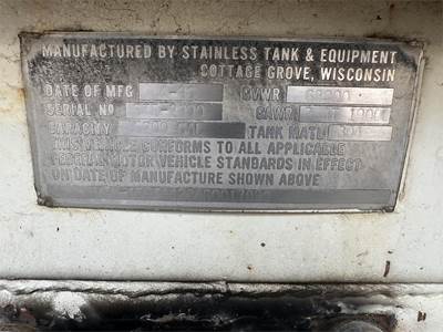 1986 STAINLESS TANK & EQUIPMENT NON-CODE / 6,200 / DOUBLE CONICAL ...
