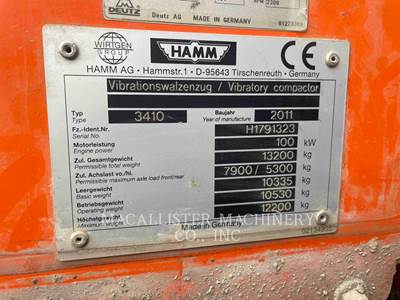 2011 Hamm 3410 Smooth Drum Roller Compactor For Sale, 4,069 Hours ...