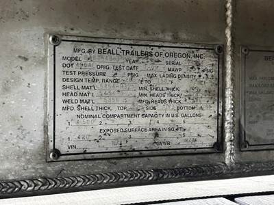 1999 Beall 4500 Gallon Single Compartment Aluminum Truck Tank, Model ...