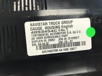 2017 International LT Instrument Panel Cluster for a International ...