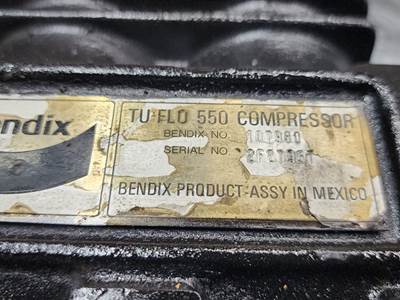 Bendix TU-FLO 550 Caterpillar 3406 Air Compressor Part # 107980 For ...