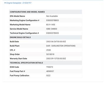 2002 Cummins ISB Engine Control Module (ECM) Part # 4898112, B3.9-145E ...
