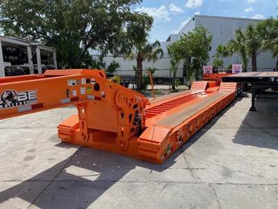 2024 Globe 55 TON EXTENDABLE W/ HYDRAULIC FLIP AXLE Lowboy Trailer For ...