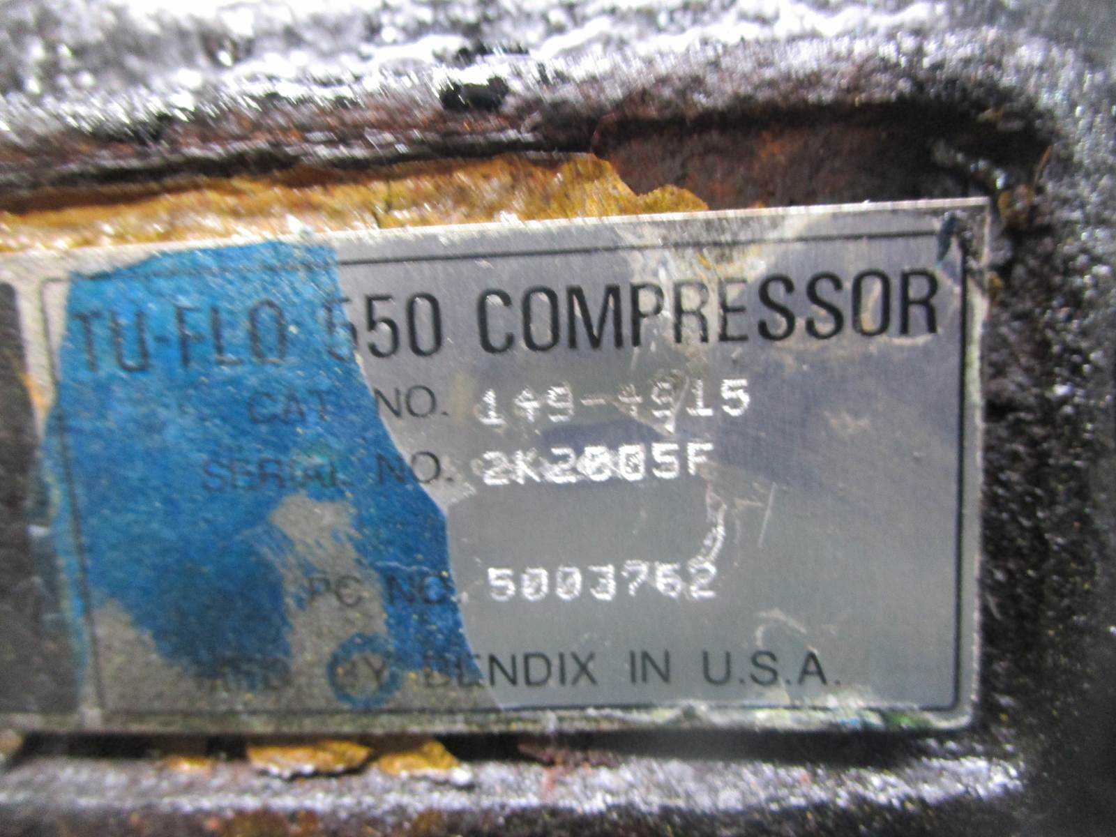 (GOOD USED) Caterpillar Diesel Engine Bendix Tu-Flo 550 Air Compressor ...