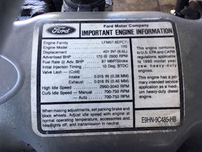 1990 Ford Brazilian Diesel Engine 6.6L Turbo 6-Cyl Mechanical Fam ...