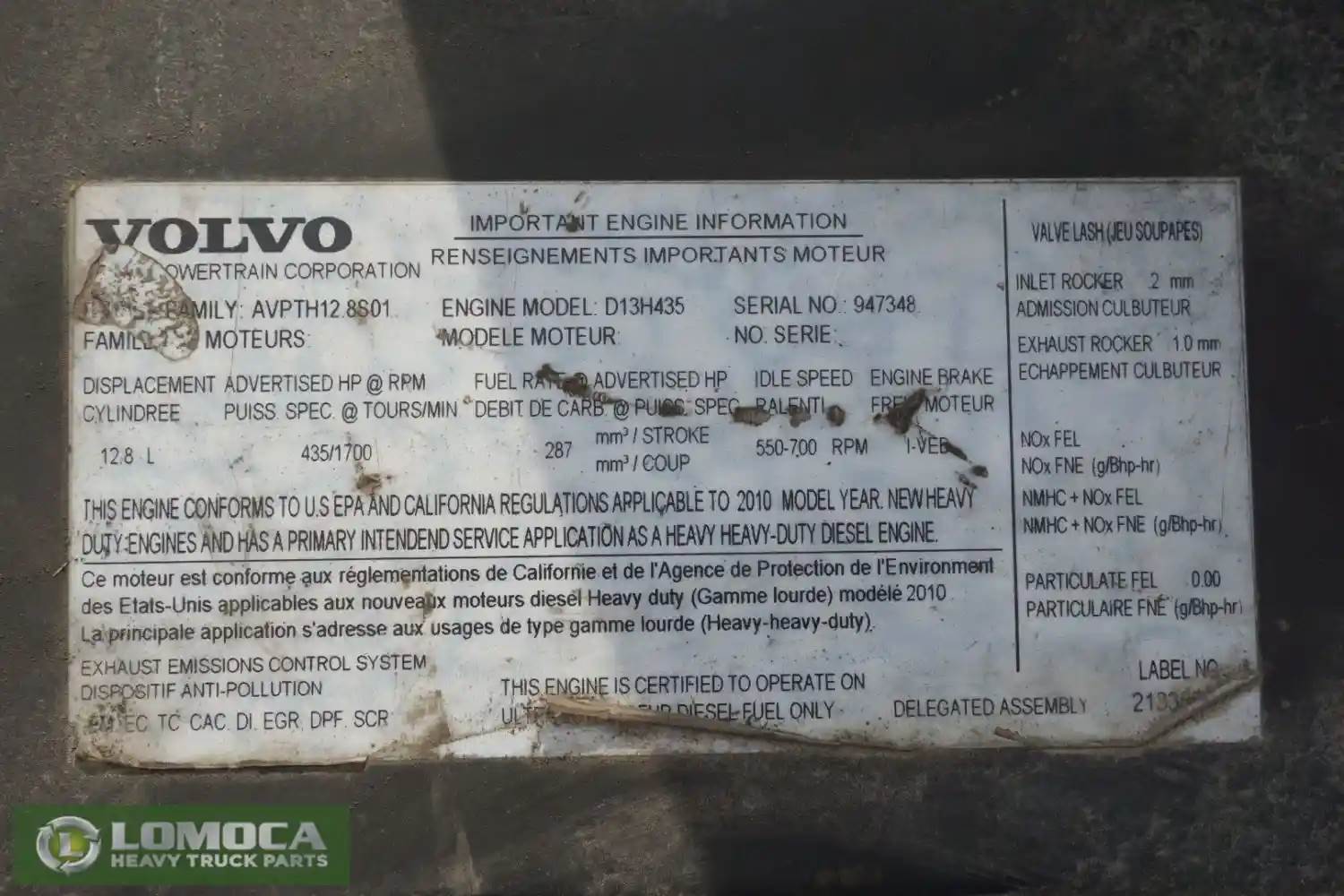 Volvo D13 Engine for a 2011 Volvo VNL For Sale | York, ON, Canada ...