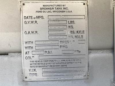 1995 Brenner MC 307| 7000 GAL STAINLESS| SPRING SUSP Chemical / Acid ...