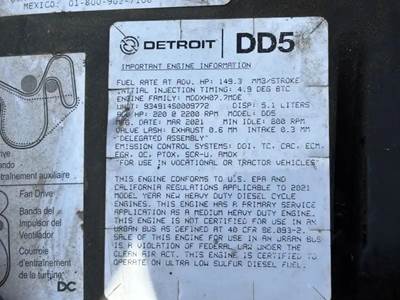 Detroit DD5 Engine for a 2022 Freightliner M2 106 For Sale | Elkton, MD ...