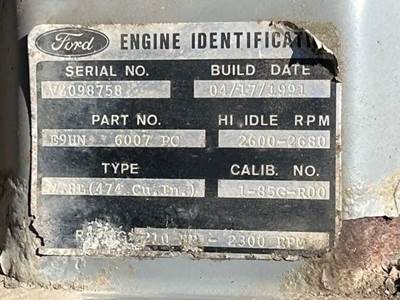 Ford 210 Engine for a 1991 Ford LN8000 For Sale | Elkton, MD | E9HN ...
