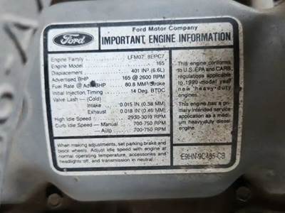 Ford 6.6 Engine for a 1991 Ford F600 For Sale | Elkton, MD | E9HN-9C485 ...