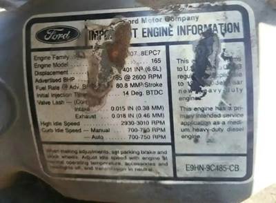 Ford 6.6 Engine for a 1990 Ford F600 For Sale | Elkton, MD | E9HN-9C485 ...