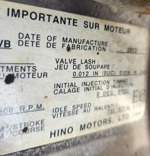 Hino J08 Engine for a 2013 Hino 338 For Sale | Elkton, MD | P-82156 ...
