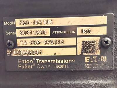 Eaton-Fuller FRO15210C Transmission for a 2011 Mack CXU612 For Sale ...