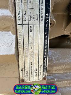 1985 Cummins NTC400 Engine For Sale | Miami, FL | 7868-0618258 ...