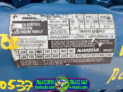 1988 International 7.3L Engine For Sale | Miami, FL | 6748-0312243 ...