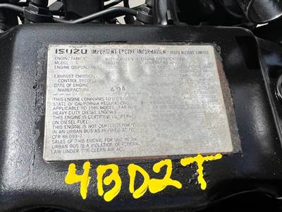 1994 Isuzu 4BD2T Engine For Sale | Miami, FL | 5814-0331233 ...