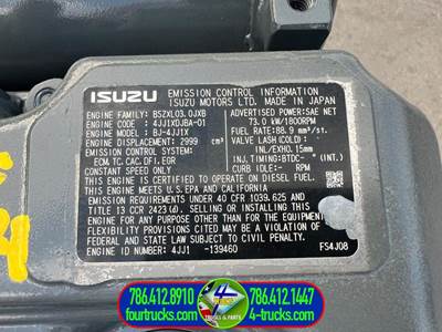 2018 Isuzu 4JJ1 Engine For Sale | Miami, FL | 6749-0312244 ...