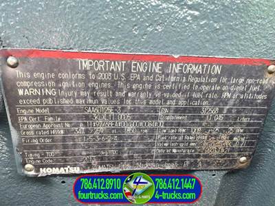 2003 Komatsu SAA6D125E-3 Engine For Sale | Miami, FL | 6761-0314244 ...