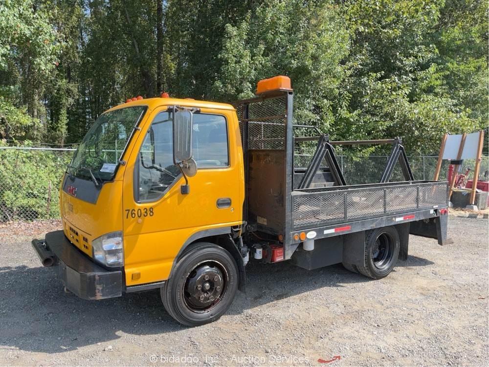 2007 GMC WT5500HD Tilt Cab Spool Transport Flatbed Truck Isuzu Diesel ...