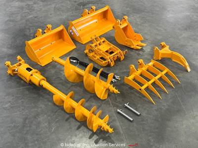 GIYI Mini Excavator Attachments Grapple Bucket Auger Rake Ripper ...