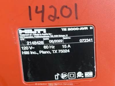 2022 Hilti TE 2000-AVR Electric Demolition Hammer Breaker Chisel Tool ...