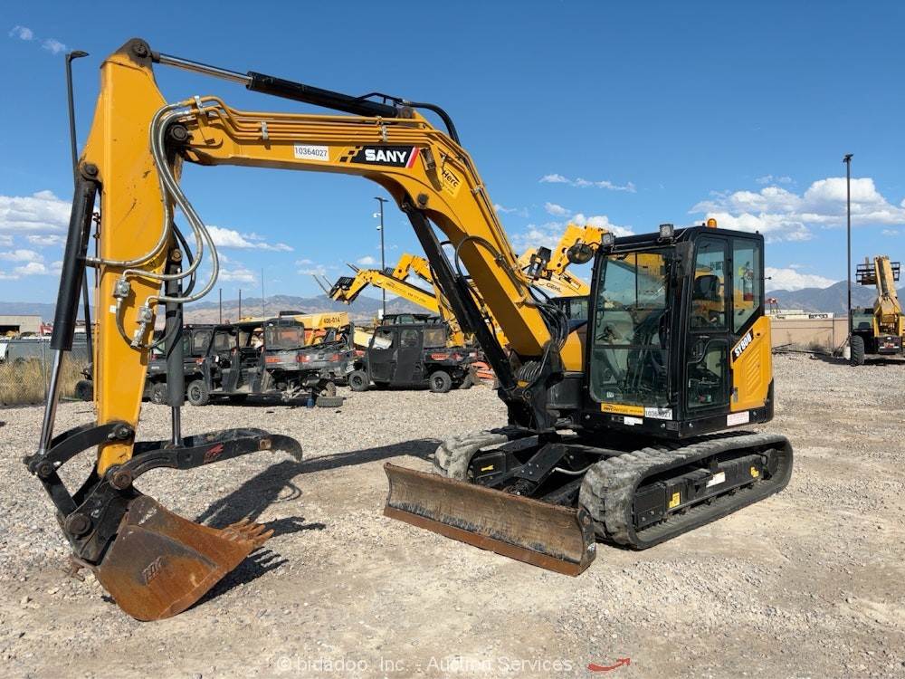 2022 Sany SY80U Mini Excavator Backhoe Blade Aux Hyd Thumb Bucket Cab ...