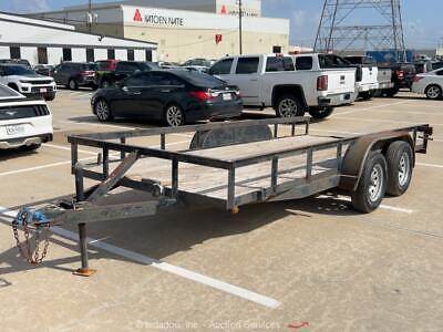 2012 Centex Flatbed 14' Utility Wood Deck Equipment Trailer Tandem Axle ...