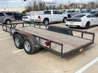 2012 Centex Flatbed 14' Utility Wood Deck Equipment Trailer Tandem Axle ...