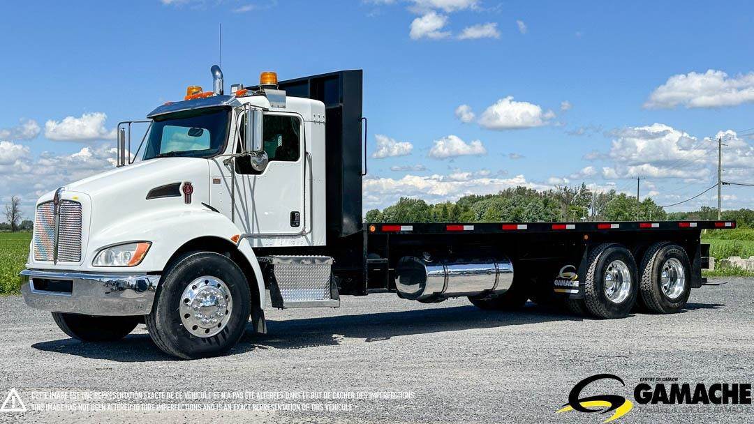2017 Kenworth T370 Tandem Axle 25 ft Flatbed Truck - 350HP, 6 Speed Allison Rds Automatic For ...