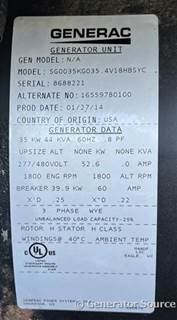 2014 Generac 35 KW Generator For Sale, 110 Hours | Brighton, CO | 89020 ...