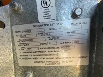 2006 Generac 70 KW Generator For Sale, 515 Hours | Jacksonville, FL ...