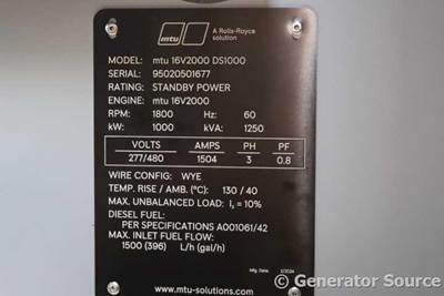 2024 MTU 1000 KW Generator For Sale | Brighton, CO | 71448 ...