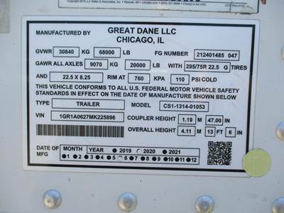 2021 Great Dane 53 ft Dry Van Trailer - Swing Door, Air Ride, Sliding ...