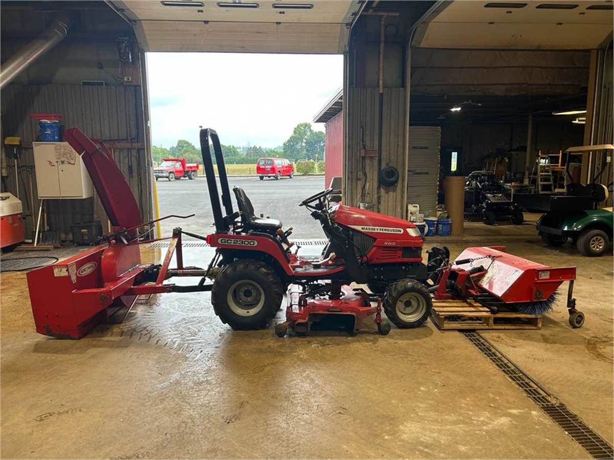 Massey Ferguson GC2300 Tractor with Mower, Blower, & Brush Attachments ...