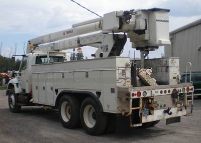 International 7400 6X4 Bucket Truck - Terex Hi-Ranger HRX55 Aerial Lift 60 Ft Working Height ...
