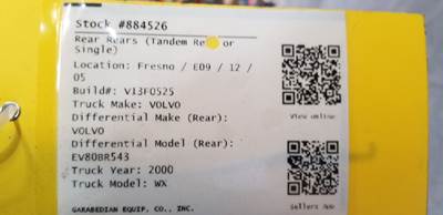 Volvo EV80B Rear Differential for a 2000 Volvo WX For Sale | Fresno, CA ...