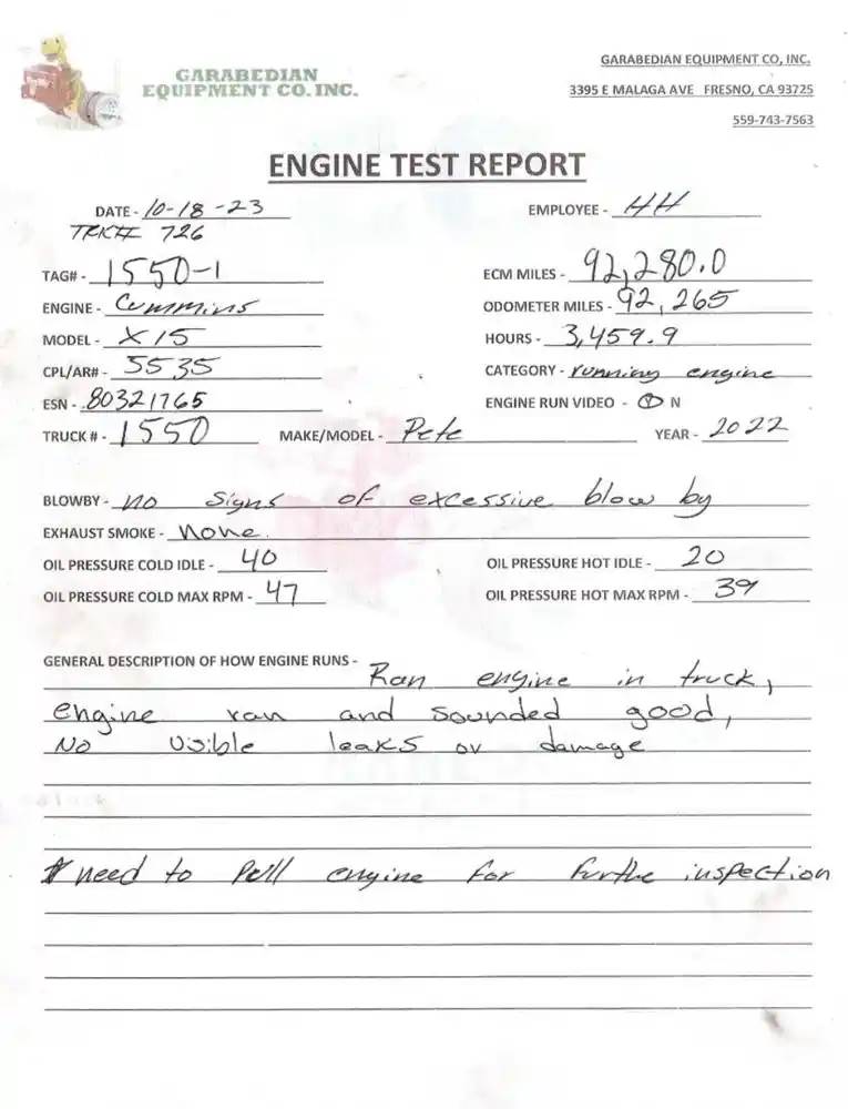 Cummins X15 Engine for a 2022 Peterbilt 579 For Sale | Fresno, CA ...