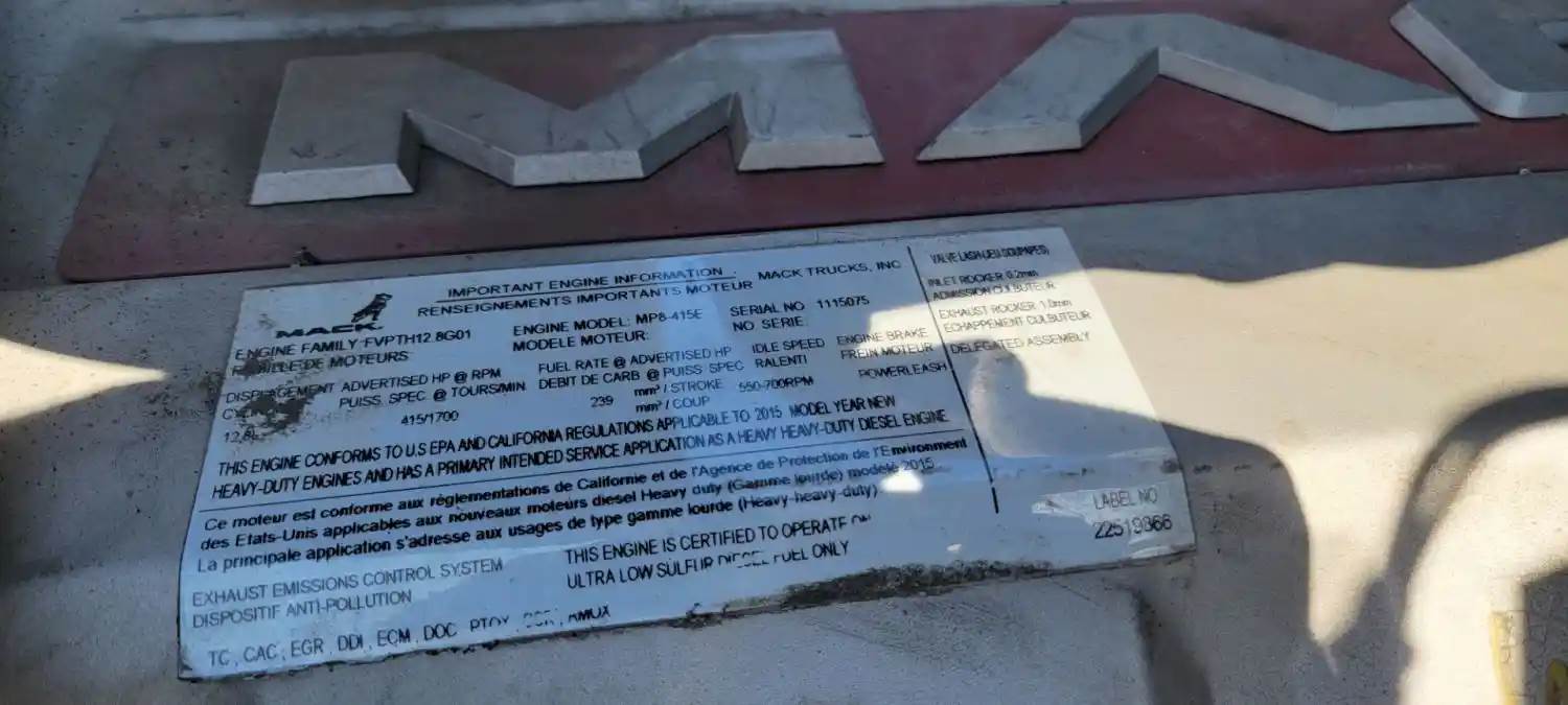 Mack MP8 Engine for a 2016 Mack CXU613 For Sale | Fresno, CA | UPS ...