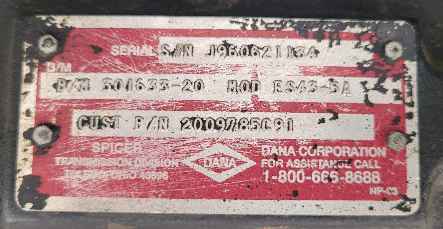 Spicer (TTC) ES43-5A Transmission for a 1997 International 1652 For ...