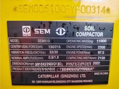 2022 Caterpillar SEM510 Smooth Drum Roller Compactor For Sale, 257 ...